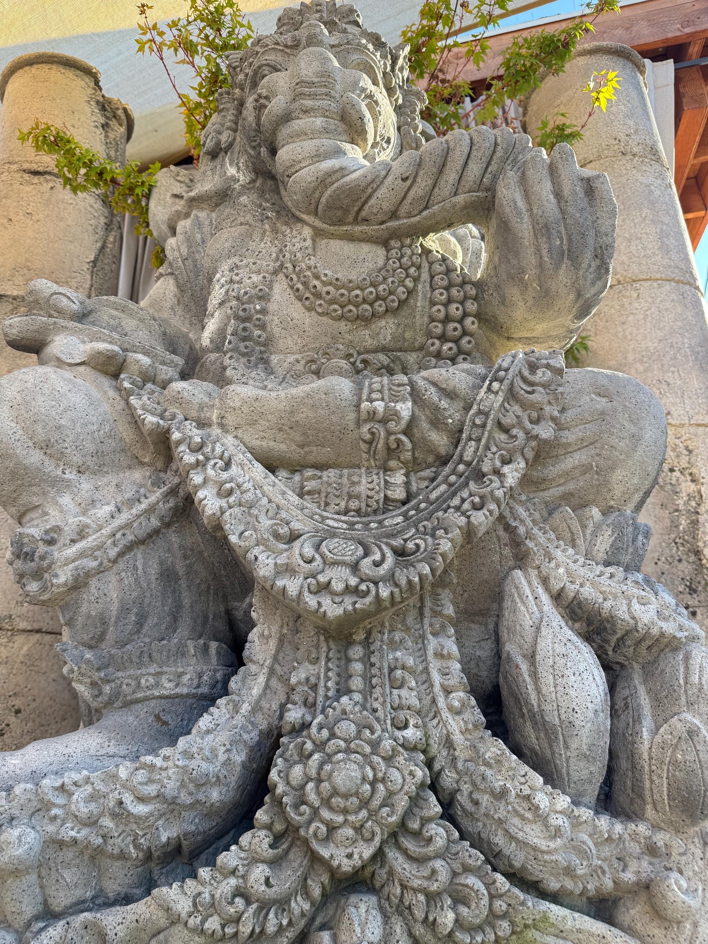 Pair of Ancient Hindu God Statues Sculptures Hand Carved With Lava ...