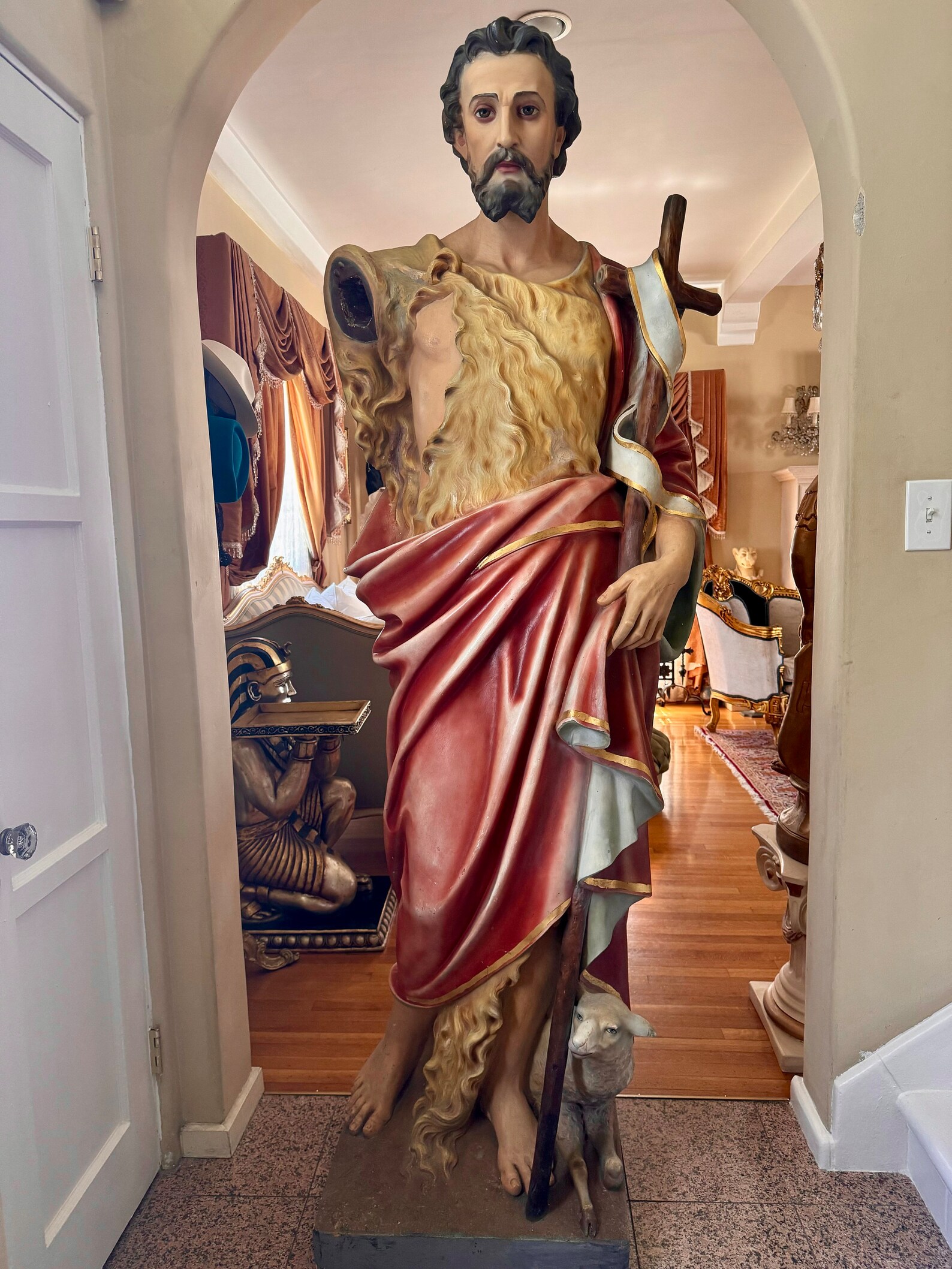 French Antique Life Size Religious Church Sculpture Statue Standing ...