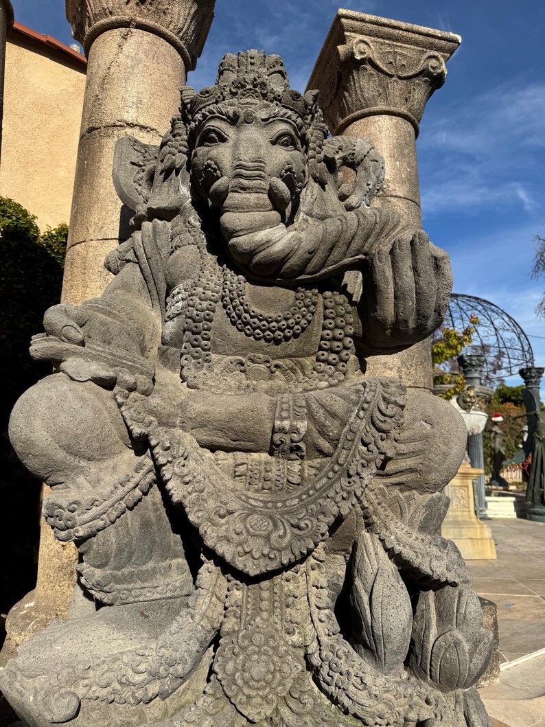 Pair of Ancient Hindu God Statues Sculptures Hand Carved With Lava ...
