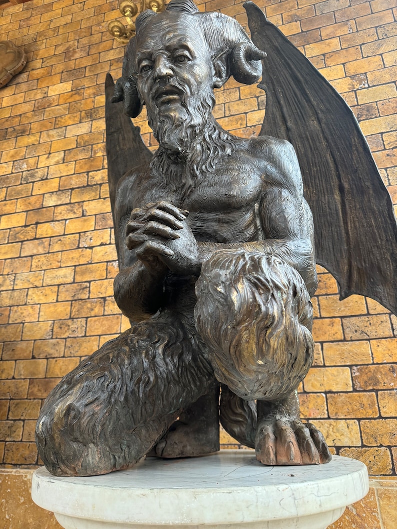 Antique Gothic Bronze Sculpture of Praying Satyr Demon Winged Devil ...