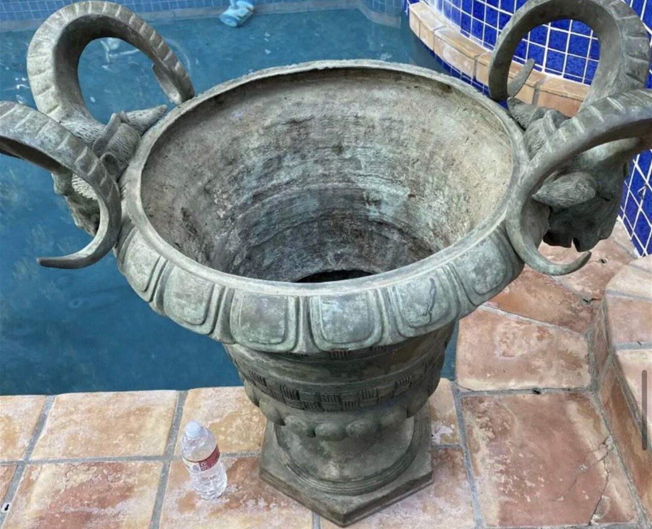 Large Pair of Antique Patinated Ram Goat Head Bronze Urn Planters - Etsy