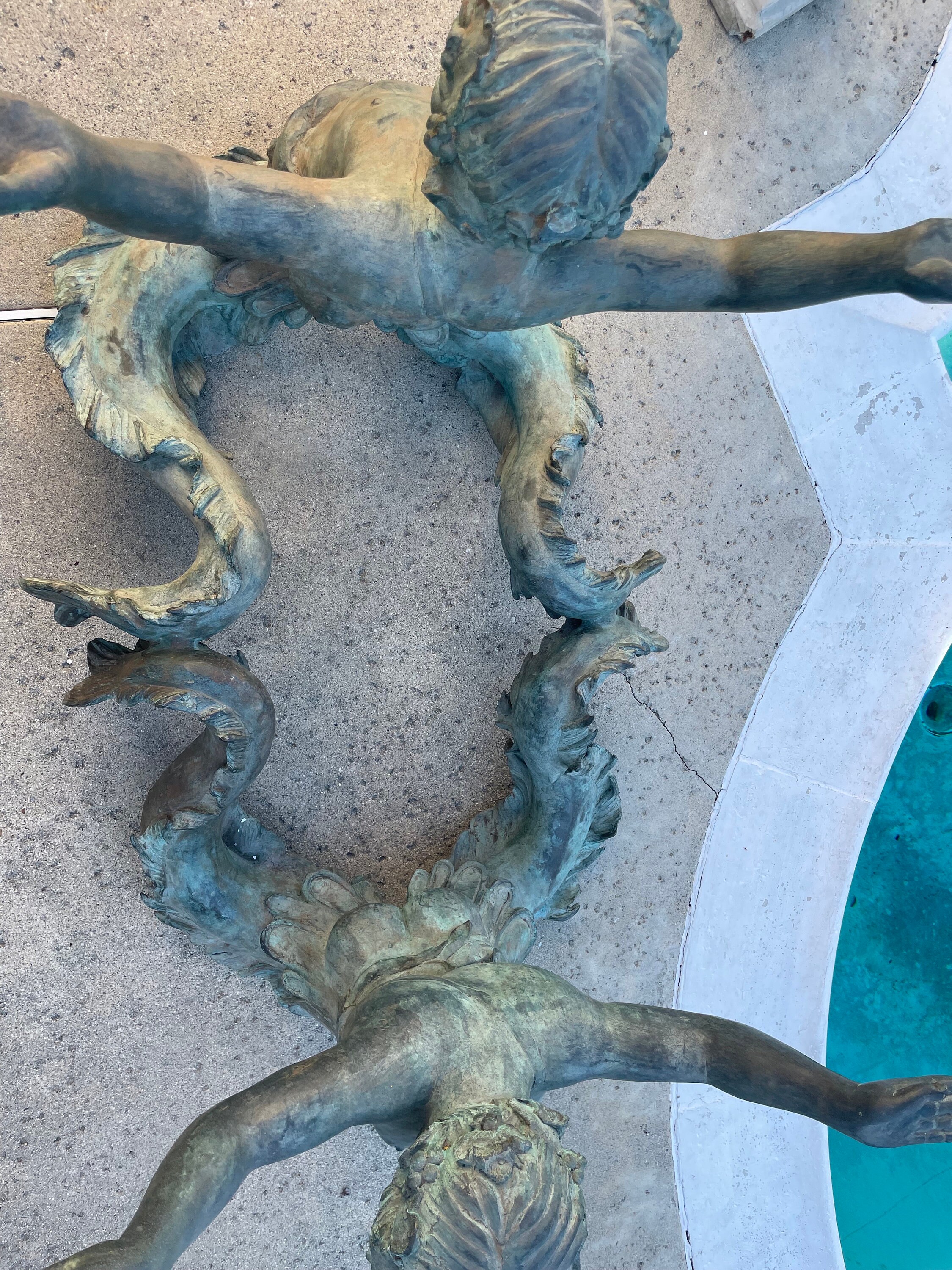 Bronze Two Putti Di Mare Mermen Table Base With Glass Tabletop - Etsy