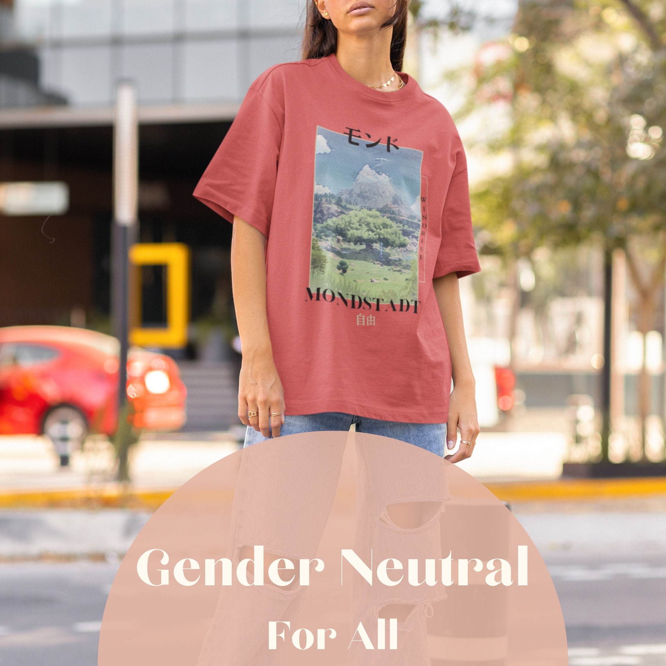 Oversized Genshin Shirt Anime Modern Art Mondstadt Windrise - Etsy