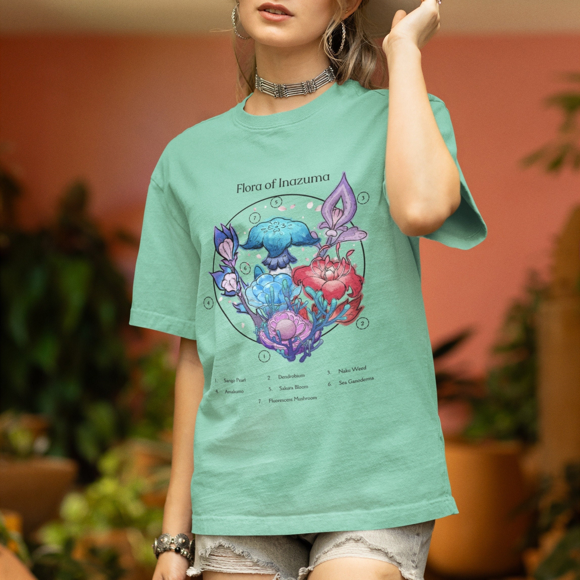 Genshin Impact Shirt Flora of Inazuma Baggy Anime Clothes Genshin ...