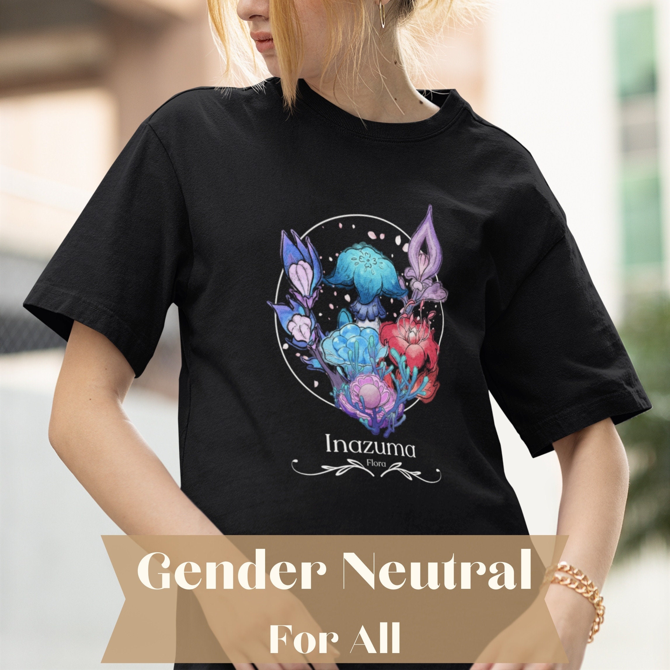 Baggy Genshin Shirt Flowers Inazuma Floral Anime Streetwear Genshin ...