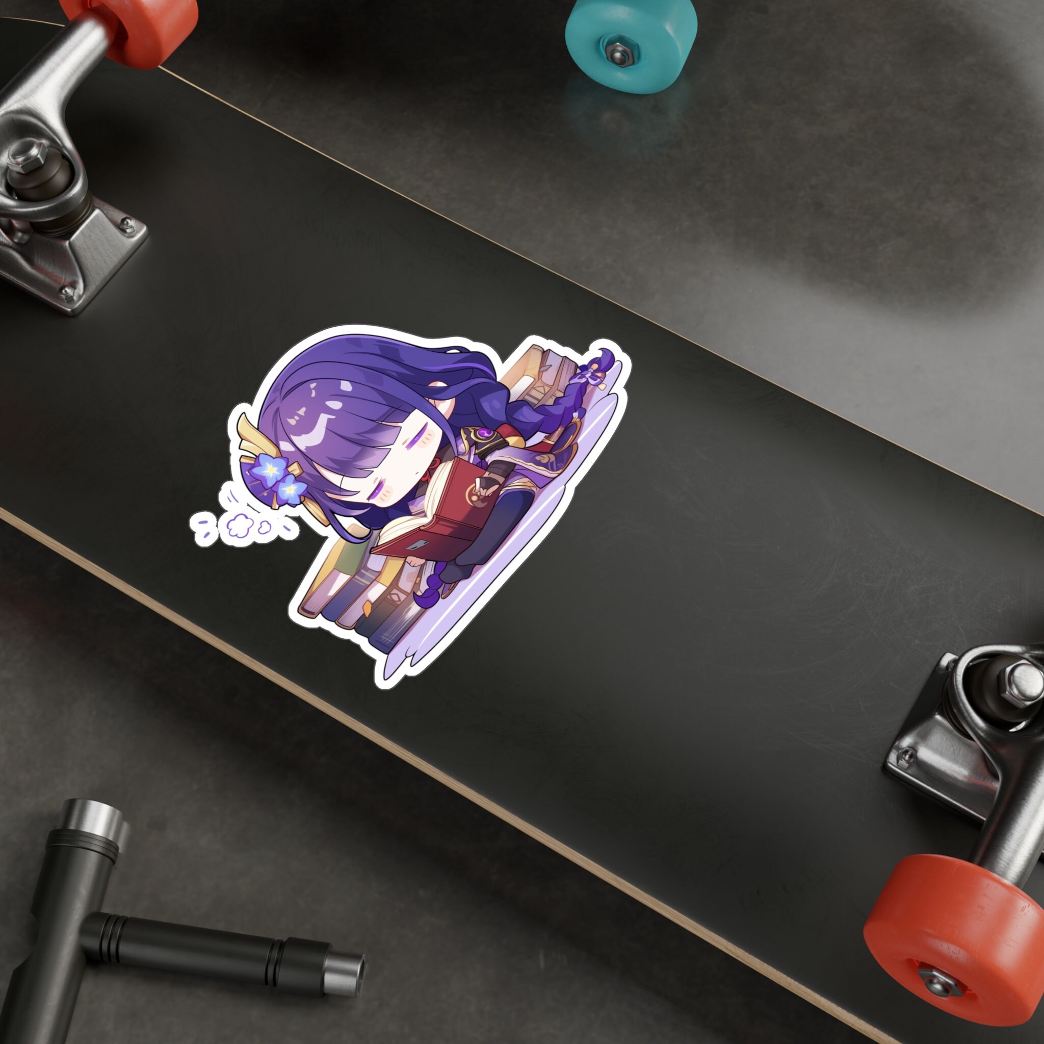 Raiden Shogun Genshin Chibi Sticker Cute Ei Reading Books Sleeping and ...