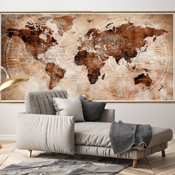 World Map Wall Decor - Etsy