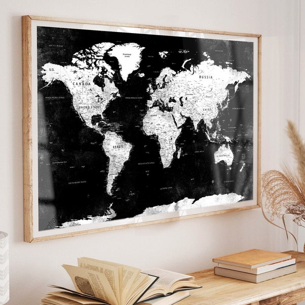 White World Map Poster - Etsy
