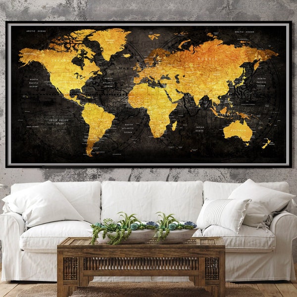 Gold World Map - Etsy