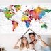 Extra Large World Map Wall Print Poster - Colorful World Map Push Pin ...