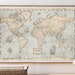 Extra Large Wall Art World Map Watercolor Poster Print Beige and Navy ...