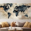 Extra Large World Map Wall Art Print Decor World Map Push Pin Travel ...