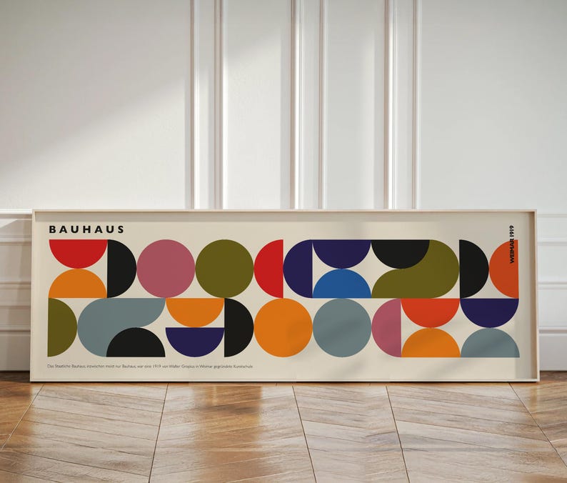 Bauhaus Geometric Poster: Mid Century Modern Panoramic Wall Art - Etsy