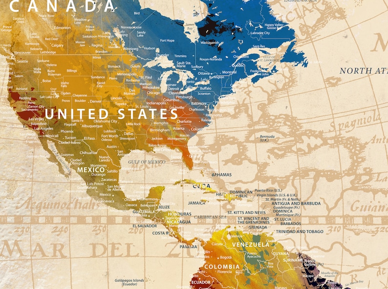 Personalised Push Pin World Map Travel Edition Map Print - Etsy