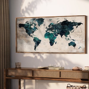 Modern World Map Poster - Large Wall Art - Contemporary Home Decor ...