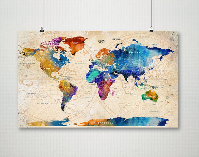 Personalised Push Pin World Map Travel Edition Map Print - Etsy