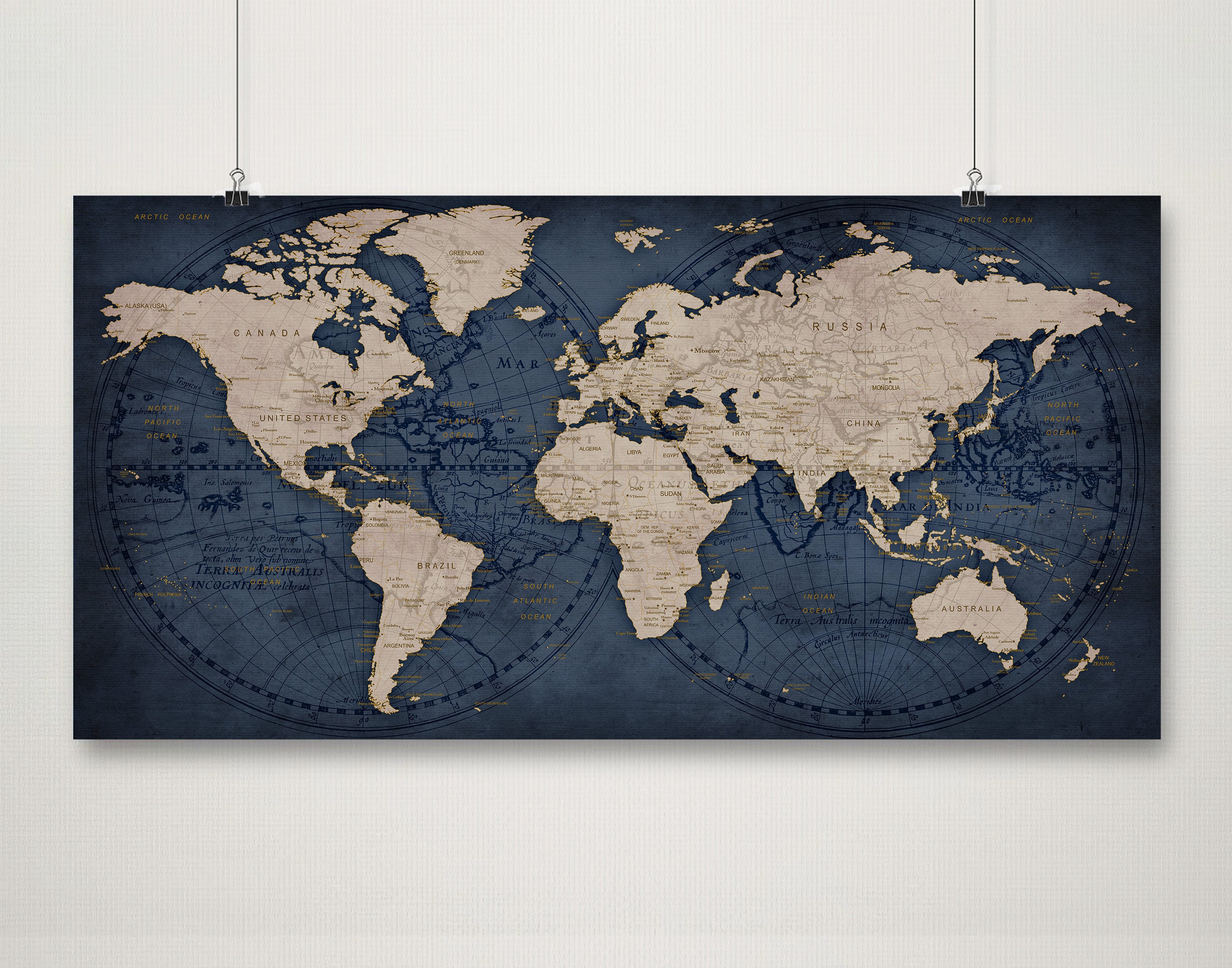 World Map Wall Art Push Pin Map Poster Extra Large Travel Map - Etsy ...