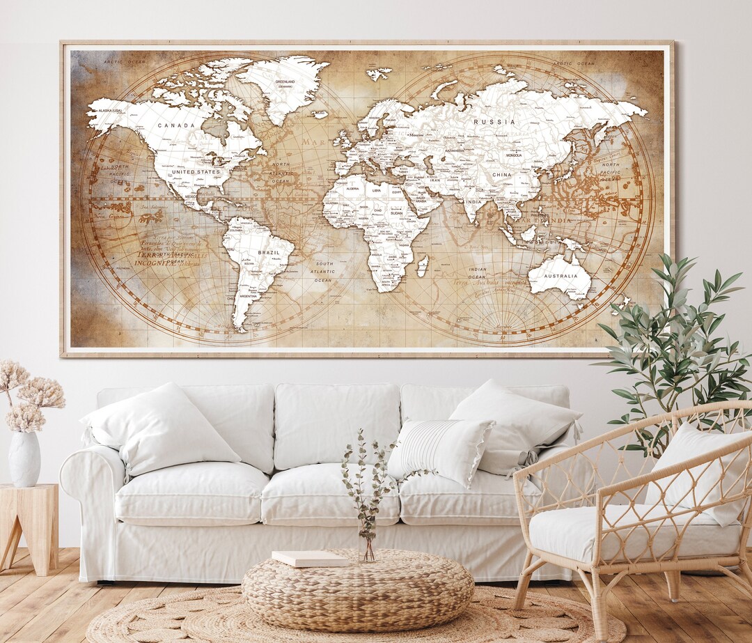 Detailed World Map Poster: Executive Style Travel Art - Etsy