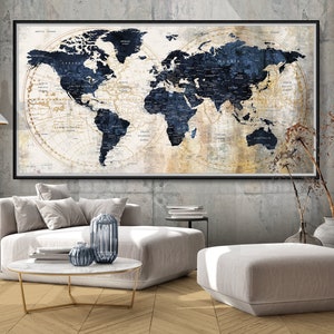 Push Pin Travel Map, World Map Wall Art, Home Decor, 5th Anniversary ...