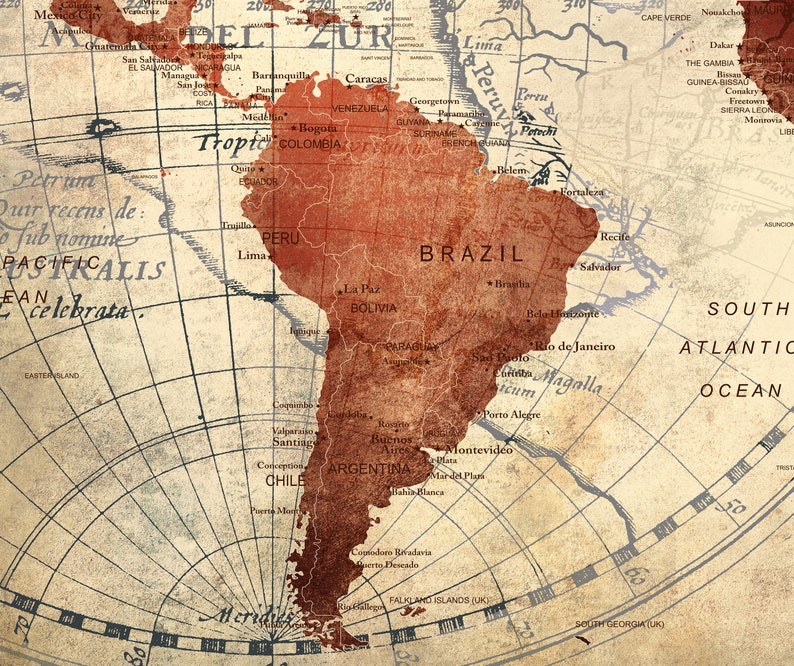 Extra Large World Map Wall Art Print Decor World Map Push Pin - Etsy