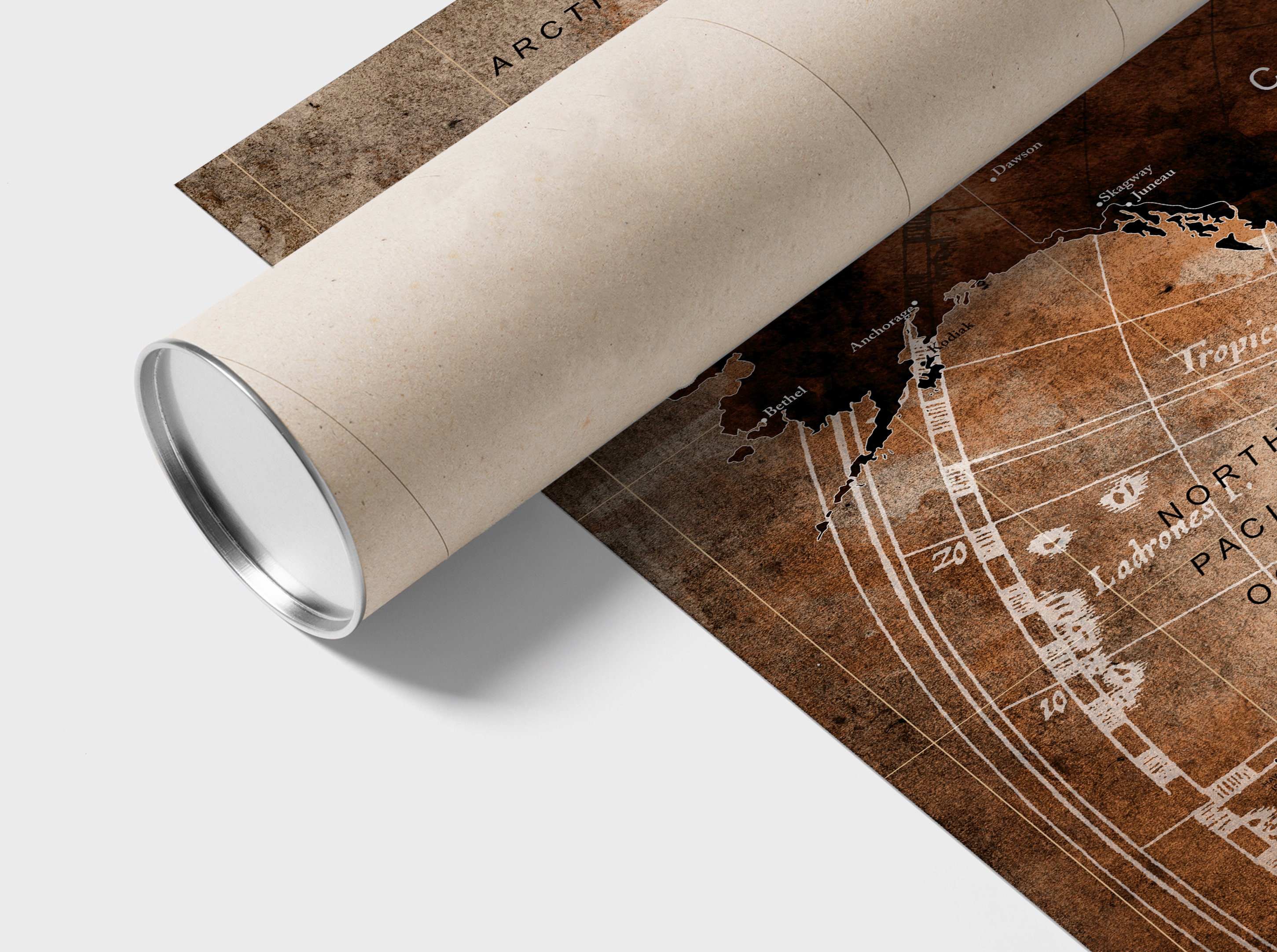 Extra Large Brown World Map Wall Art Print Poster, World Map Wall Decor ...