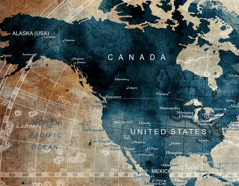 Large World Map Art Extra Large World Map Watercolor Art - Etsy