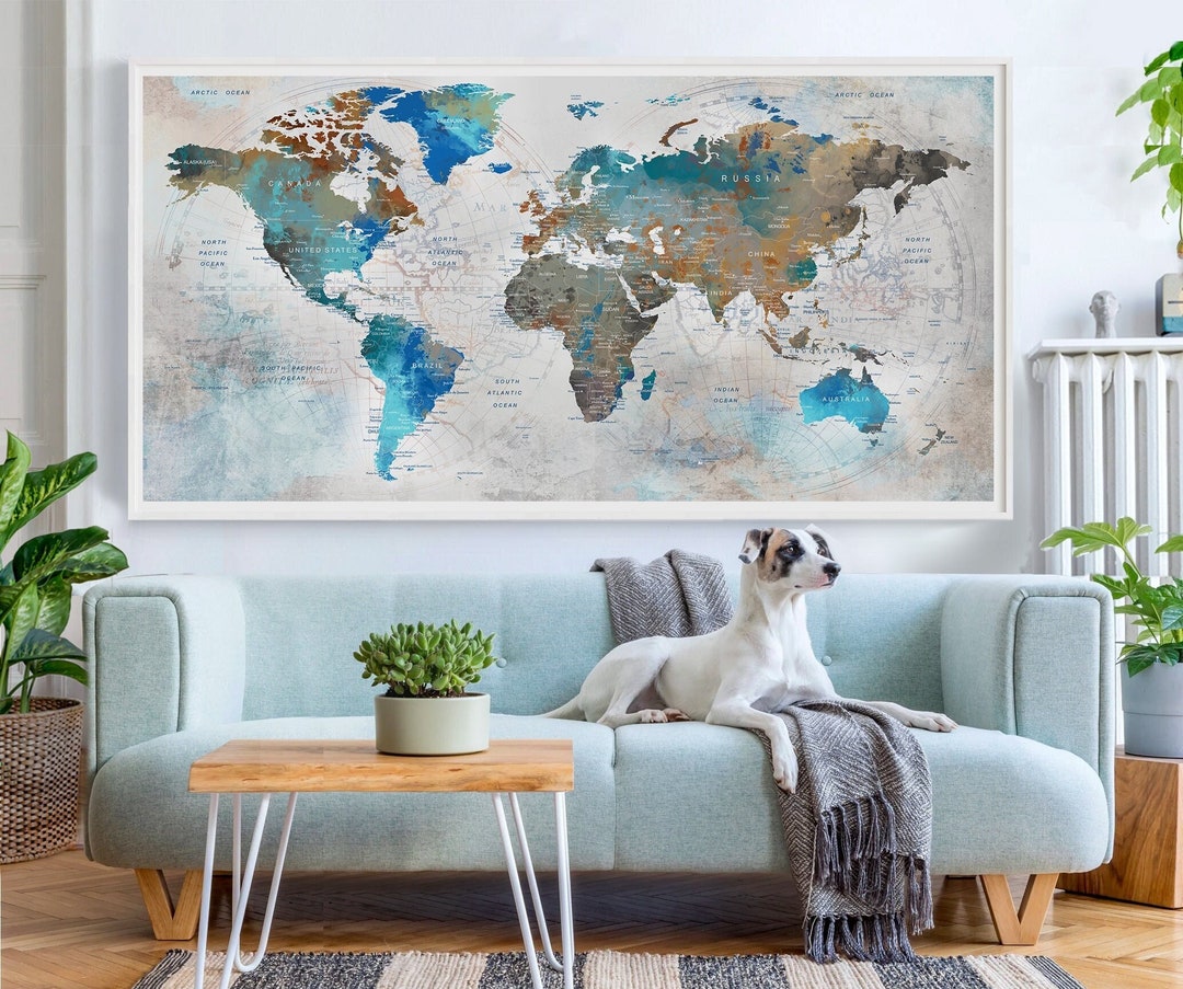 WORLD MAP Awesome Gift Maps World Map Print for Push Pin - Etsy Portugal