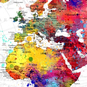 Extra Large World Map Wall Print Poster - Colorful World Map Push Pin ...