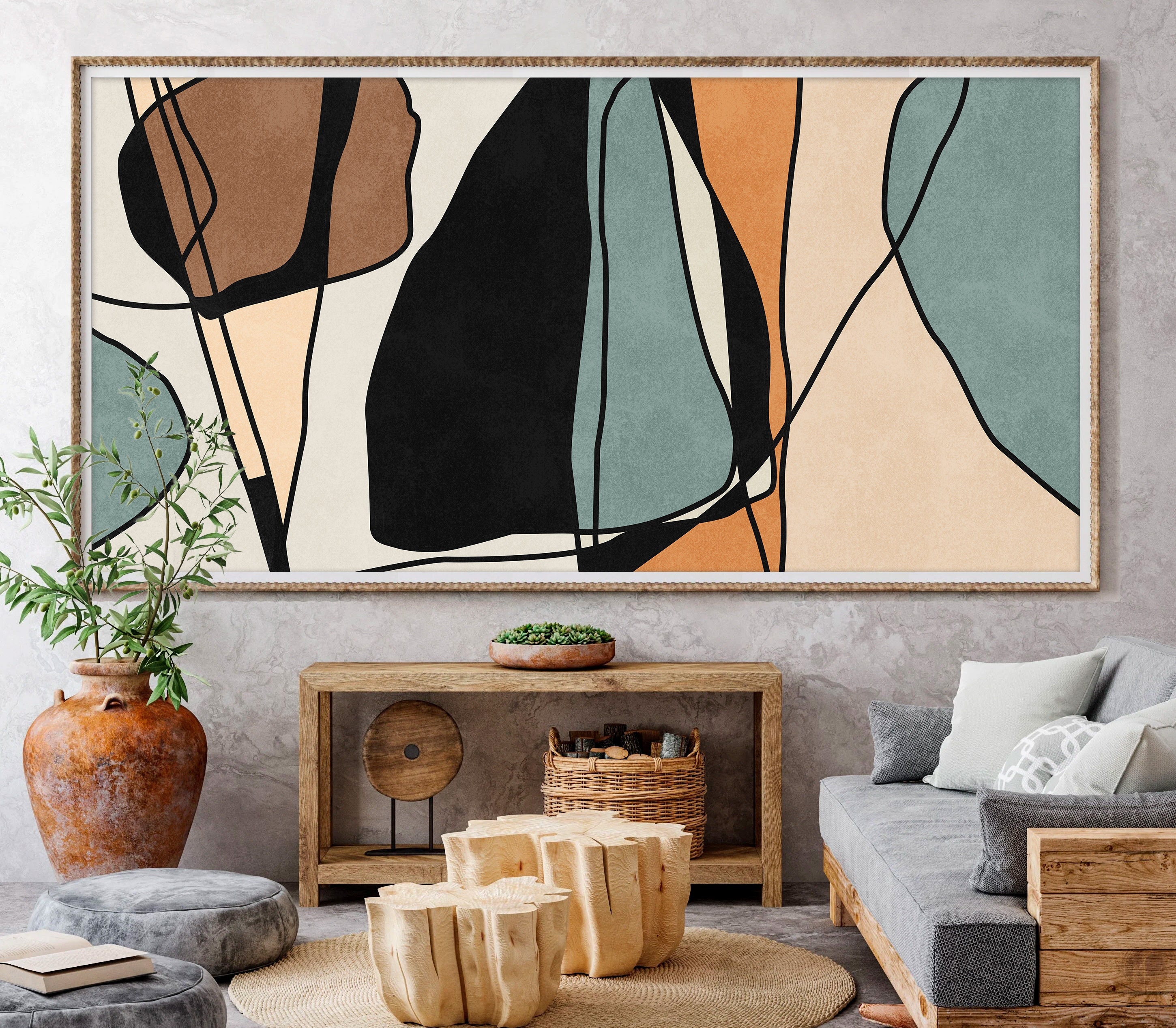 Large Line Art Modern Art Poster Print Abstract Wall Art Boho - Etsy