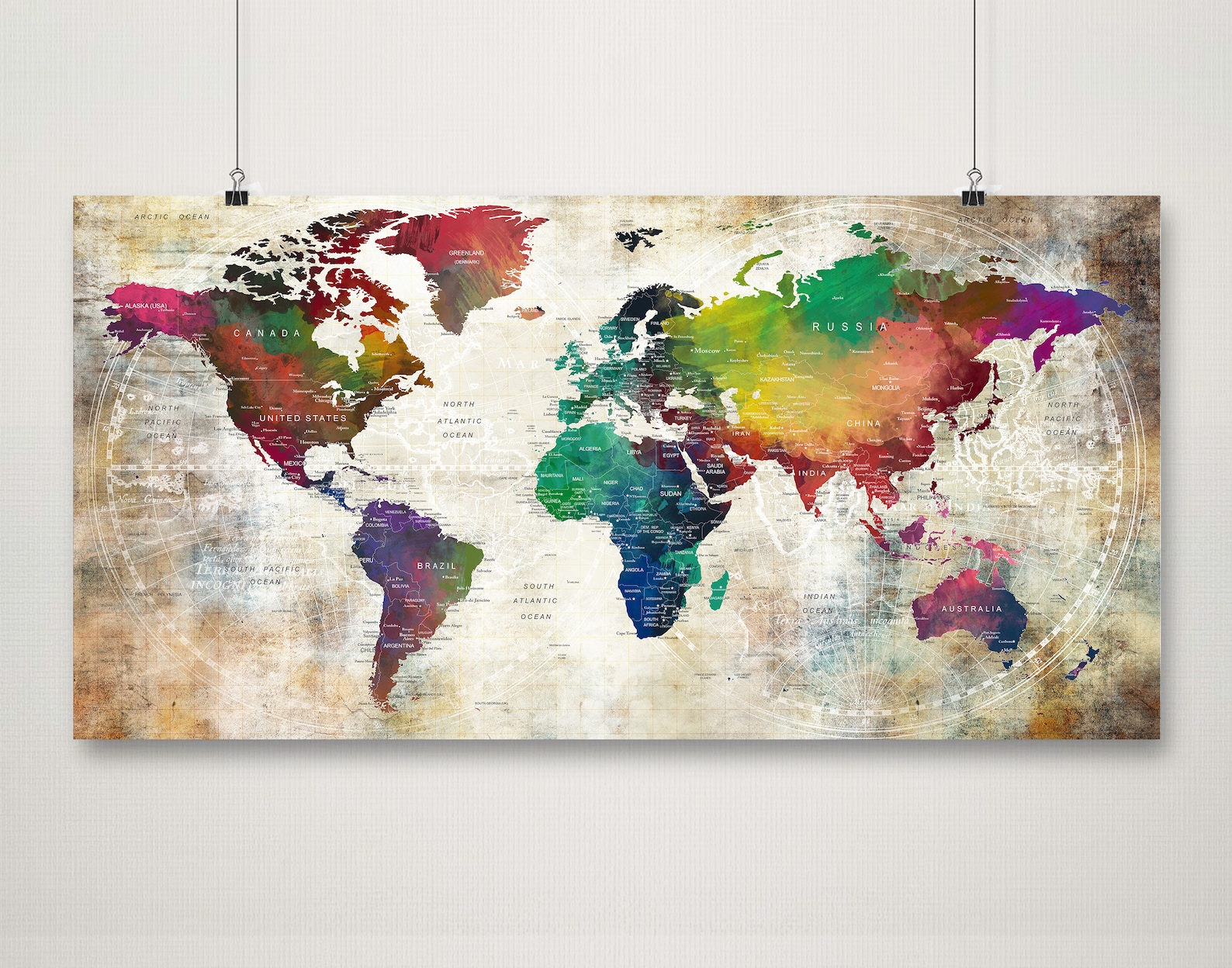 Push Pin World Map Wall Art Home Decor 5th Anniversary Gift - Etsy