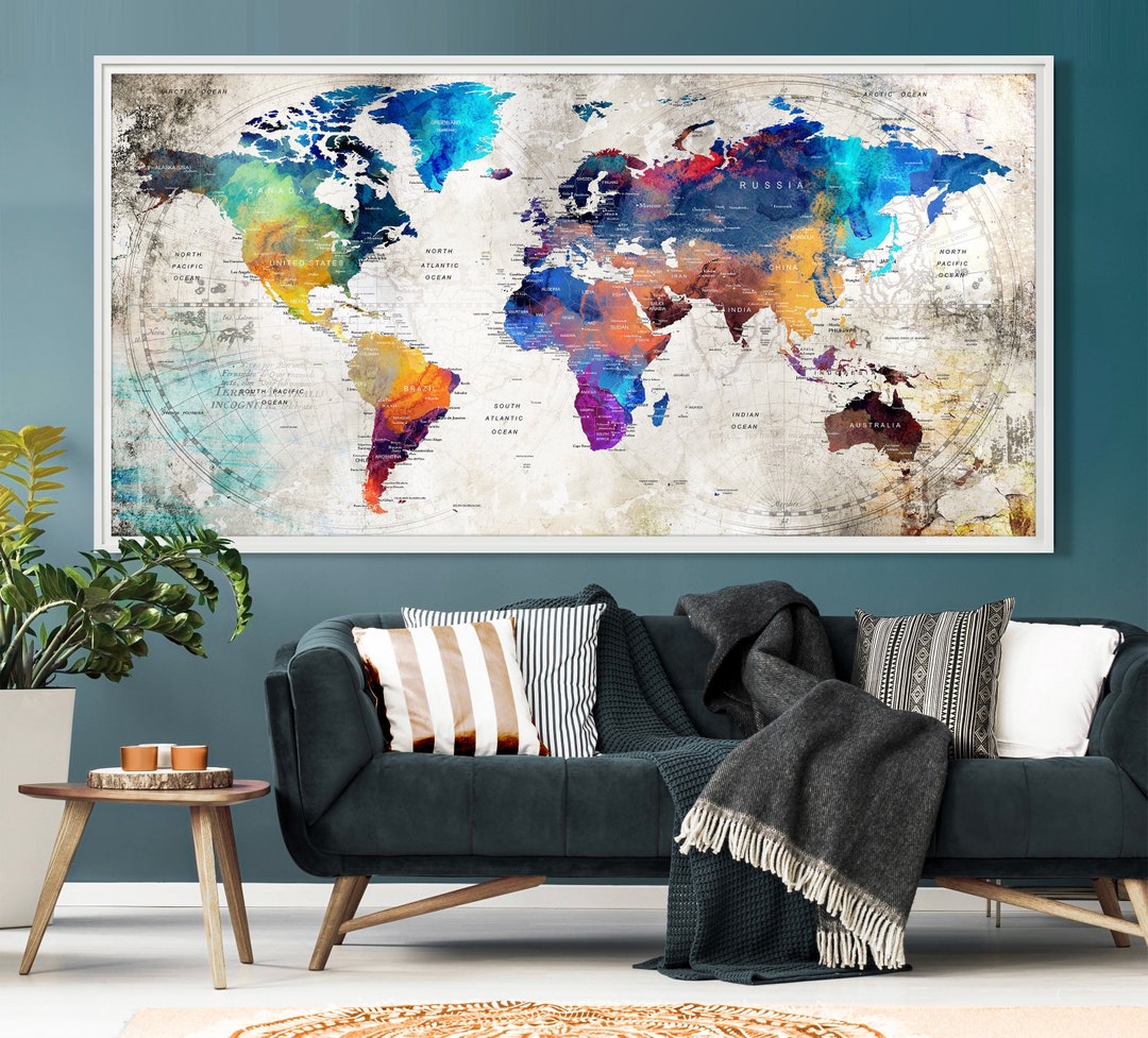 Personalised Push Pin World Map Travel Edition Map Print Poster- Home ...
