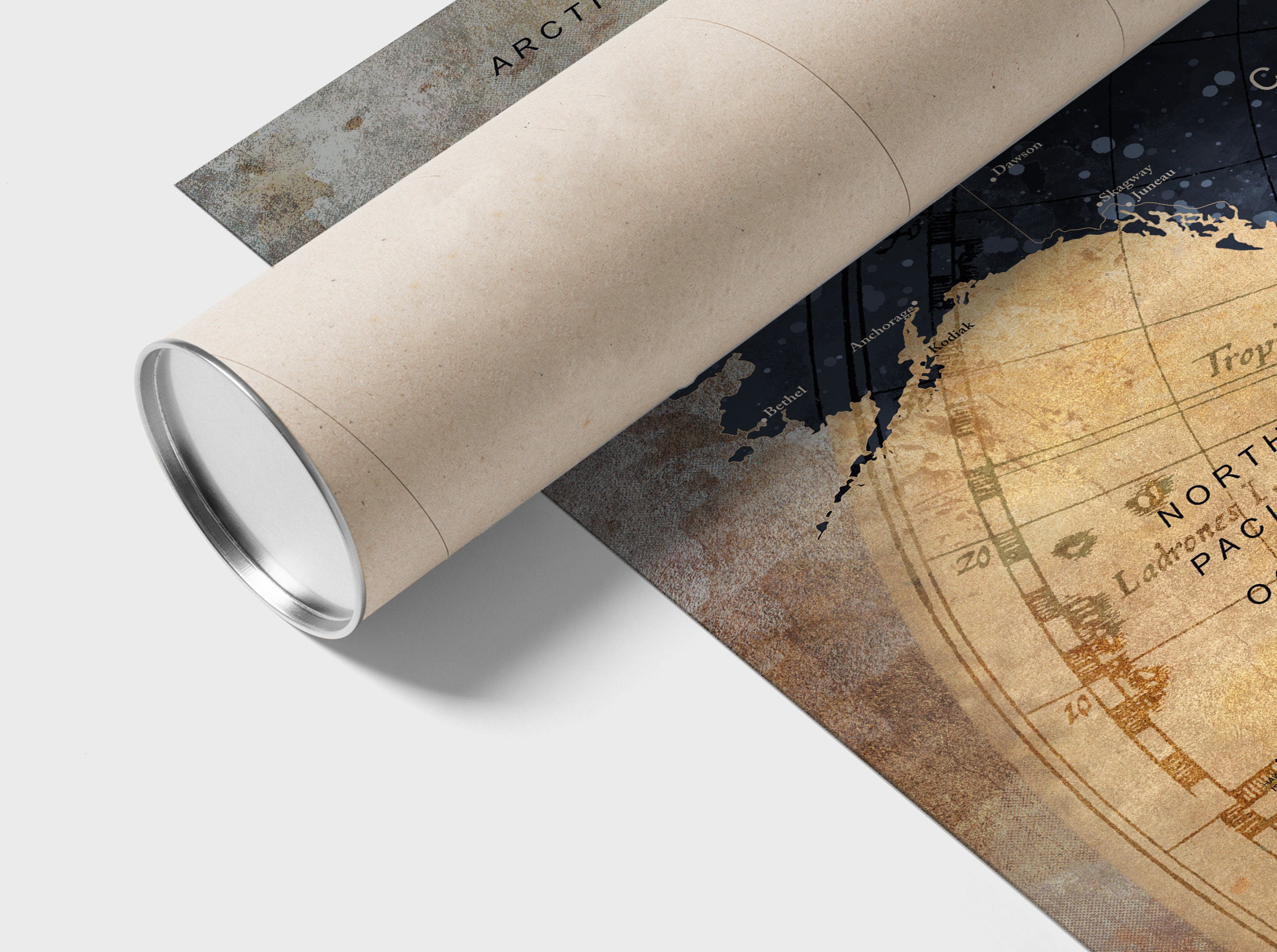 Extra Large Wall Art World Map Watercolor Poster Print Beige and Navy ...