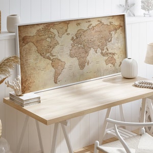 World Map Wall Art Print - Aesthetic Travel Map Poster for Modern ...