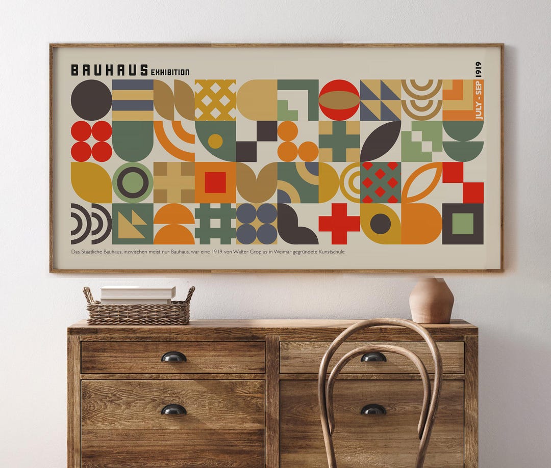 Mid-century Modern Geometric Poster Wall Art: Panoramic Print - Etsy