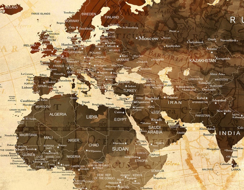 Large World Map Enjoy the Life World Map Wall Art Home Decor - Etsy ...