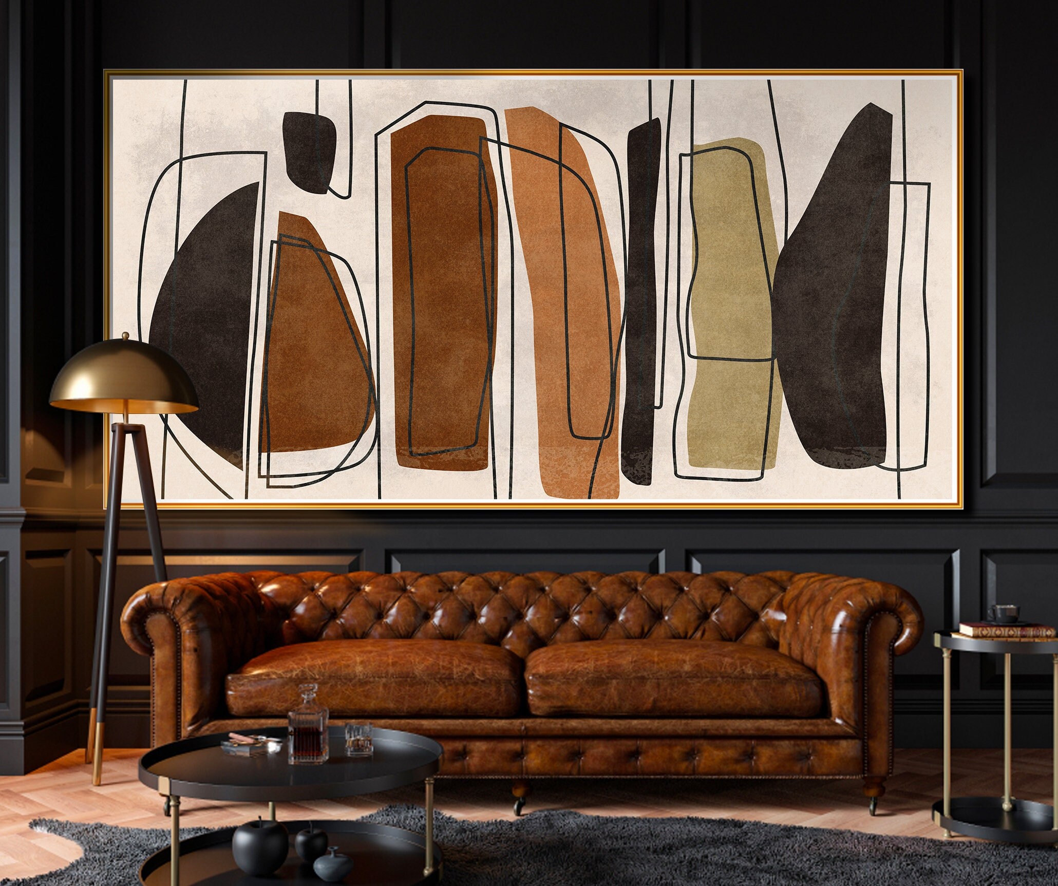 Large Black and Brown Texture Wall Art Poster, Vintage Boho Style ...