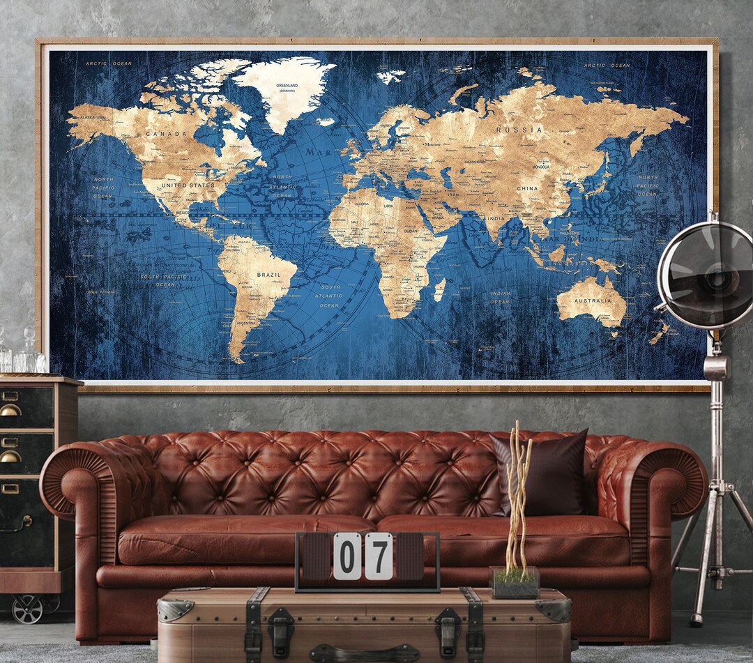 Home Wall Decor World Map Wall Art Anniversary Gifts for - Etsy