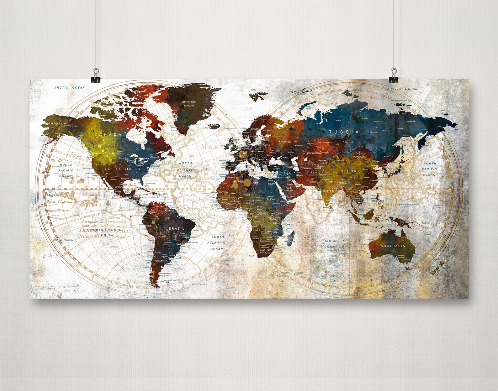 Detailed World Map Push Pin Poster: Travel Tracker Wall Art - Etsy
