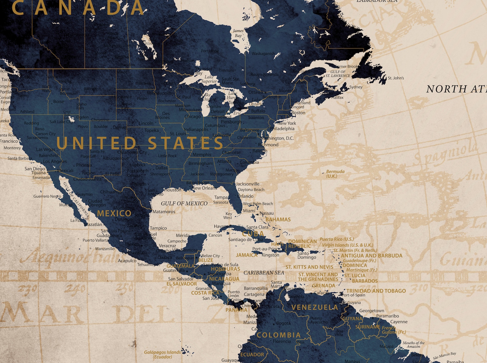 Extra Large World Map Navy Blue Wall Art Poster Push Pin - Etsy