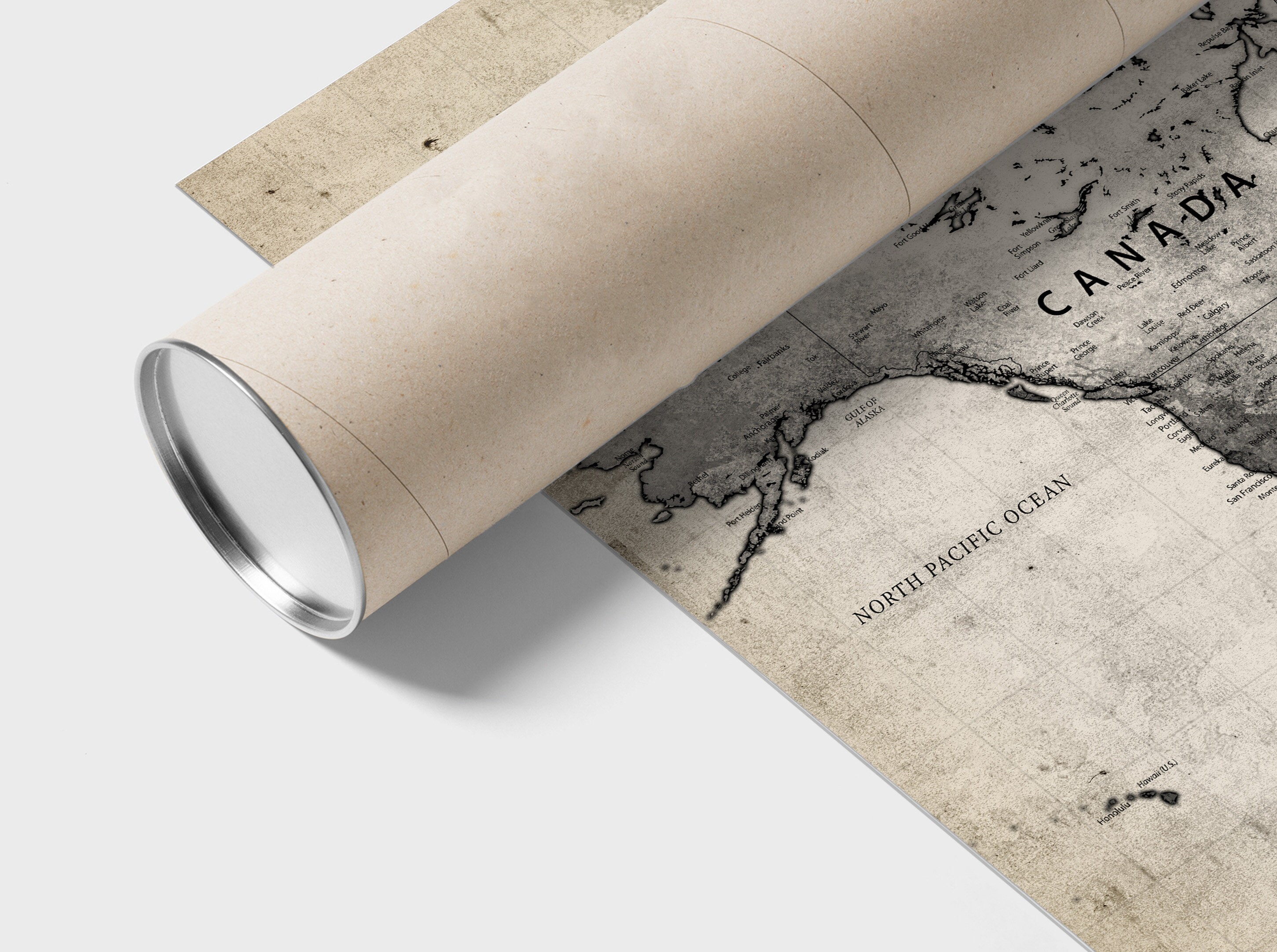 Large Vintage Style World Map Wall Art Poster, Old Sepia Color Map of ...