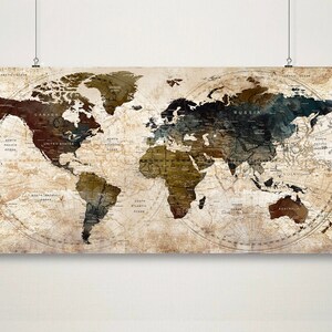Exclusive World Map Poster Push Pin Travel Map Large World Map Art ...