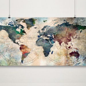 Extra Large World Map Navy Blue Wall Art: Push Pin Travel Poster - Etsy