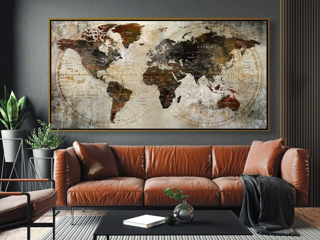 Personalized Push Pin World Map: Executive Style Wall Art Poster Print ...