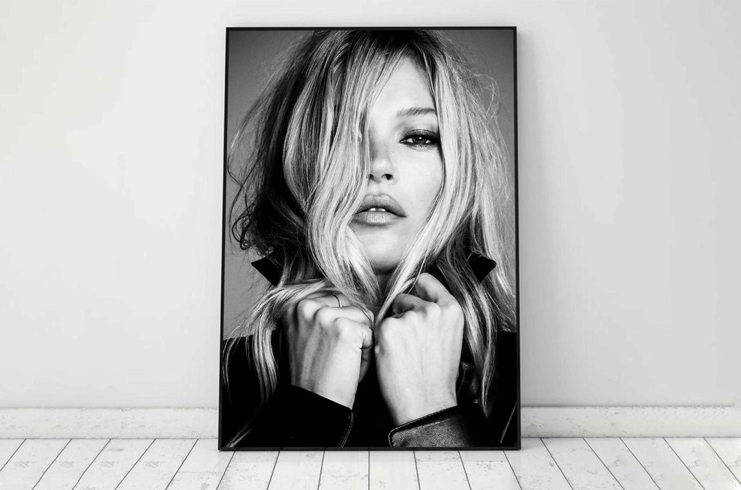 Kate Moss Black and White, Fashion Print, Vintage Poster, Kate Moss ...