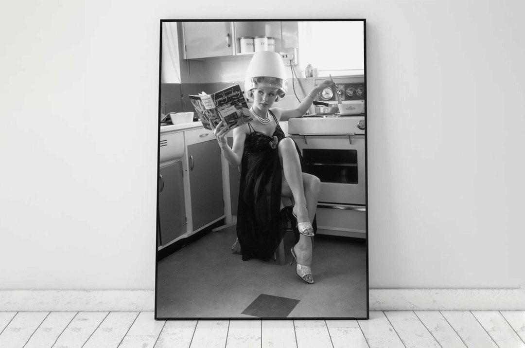 Barbara Roscoe in the Kitchen Print, Black and White, Vintage ...