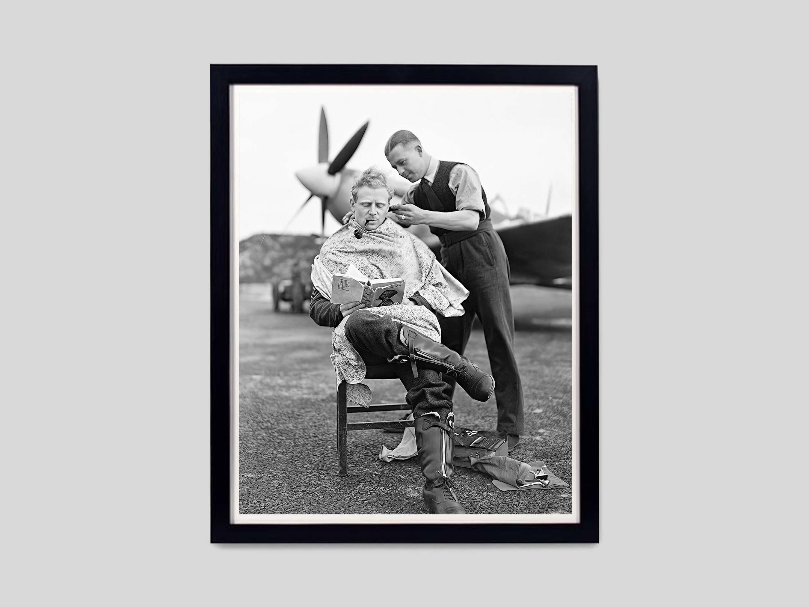 WW2 Barber Shop Print, Pilot Haircut Poster, Black and White Wall Art ...