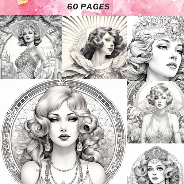 1920s Women Portraits Coloring Pages - Etsy