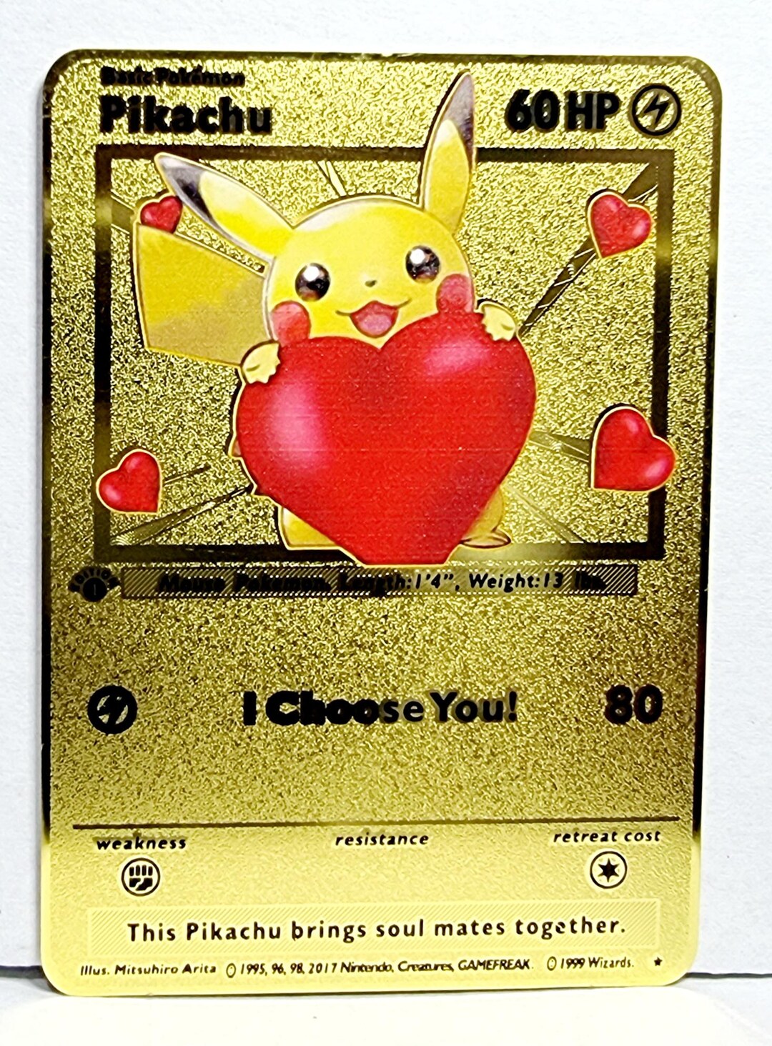 Pikachu Gold Metal Card i Choose You Anniversary Gift Occasion Pokemon ...