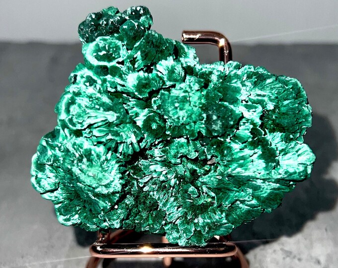 LARGE STUNNING Sparkly Fibrous Velvet Malachite Specimen With Stand ...