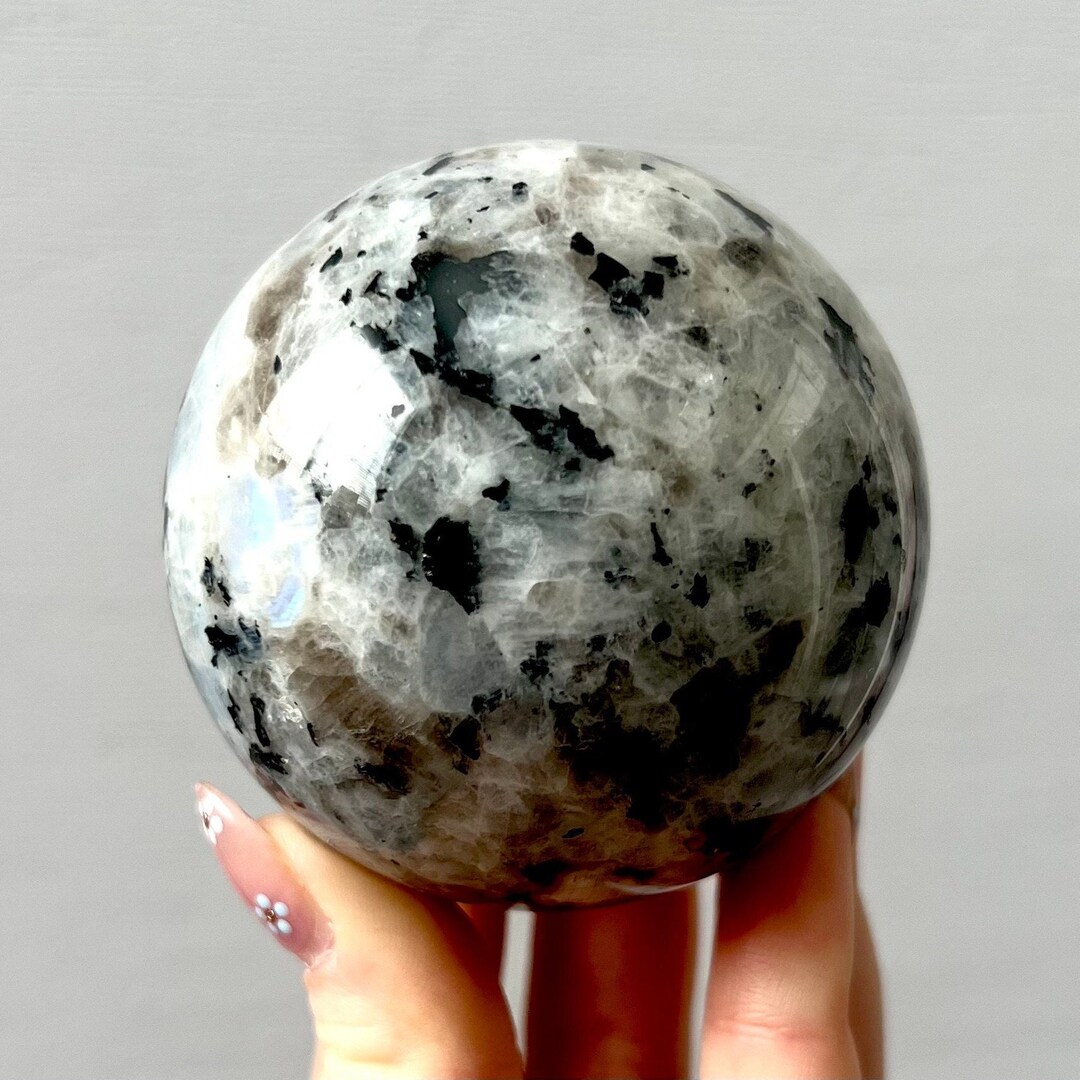 BLUE Flash Rainbow Moonstone Sphere 513g | Natural Genuine Crystal ...